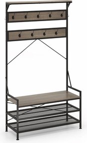 Costway Věšák s věšákem na boty Věšák na boty s věšákem Věšák na oblečení – šedá