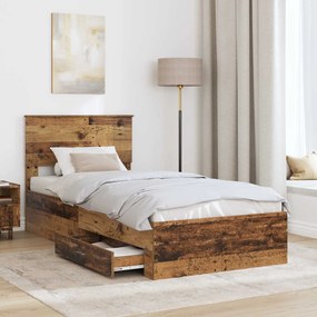 Rám postele s čelo Staré dřevo 90 x 190 cm Kompozitní dřevo 3410956