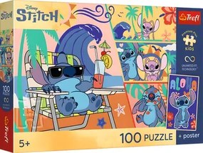 TREFL Puzzle Premium Plus Kids Lilo  Stitch: Na pláži / 100 dílků / 41