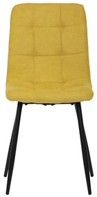 AUTRONIC Jídelní židle, potah žlutá látka, kovová čtyřnohá podnož, černý mat