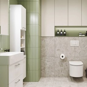 Mereo Mereo, Leny, koupelnová skříňka vysoká, 330x1700x250 mm, závěsná, s policemi, pravé otevírání, bílá lesk, MER-CN815N