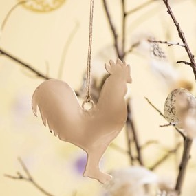 IB LAURSEN Kovová velikonoční ozdoba Bunny/Rooster Coral Sands Kohout, růžová barva, kov