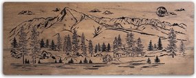 Li-Go "Chata v horách" světelný obraz 230V 130x50 cm provedení povrchu: bříza