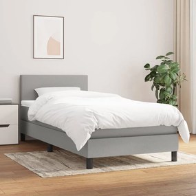 Box spring postel s matrací světle šedý 100 x 200 cm textil 3139873