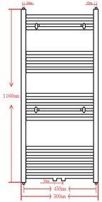 Šedý žebříkový radiátor obloukový ústřední topení 500 x 1 160 mm