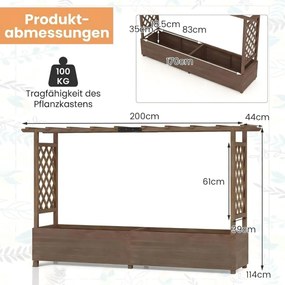 Costway Květinový truhlík s mříží a závěsnou střechou Květinový truhlík s mříží