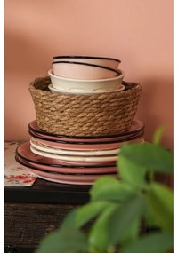 Růžový mělký keramický talíř s kaňkami Madolen – 27x3 cm