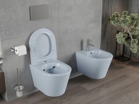 Mexen, Mexen Rico miska wc Rimless z desk wolnoopadającą slim, duroplast, szara-nebíská mat - 30724069