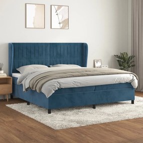 Box spring postel s matrací tmavě modrá 200x200 cm samet 3129355