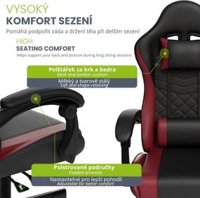 Herní a kancelářská židle k PC, černo-bordó