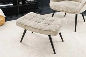 Moderní taburet Malmö bouclé šampaňská greige 60cm