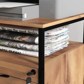 Vinsetto kancelářský filingový kabinet s klíči, mobilní filingový kabinet na kolečkách, 2 zásuvky, závěsná tyč pro dokumenty velikosti A4, 44x40x66.5…