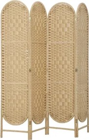 HOMCOM Paravan dělící stěna 4-dílný 160 x 170 cm s obloukovým horním okrajem, ručně tkaný, skládací dělící stěna Přírodní