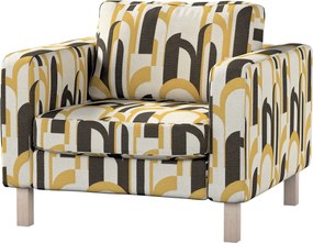 Potah na křeslo IKEA Karlstad, krátký barva vícebarevná látka pletený vzor, vzorované