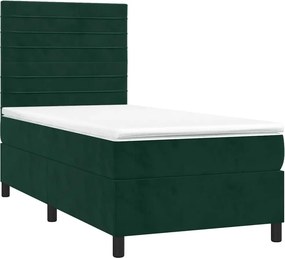Box spring postel s matrací tmavě zelená 90x200 cm samet 3143064