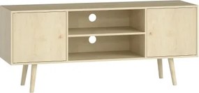 HOMCOM TV nábytek TV skříň pro televizor až 140 cm, 2 skříně a 2 otevřené police 120x34x50cm, přírodní dřevěný vzhled