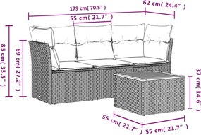 vidaXL 4dílná zahradní sedací souprava s poduškami polyratan [3223468] Barva: béžová a šedá