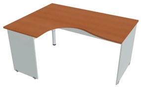 Stůl ergo pravý 160*120 cm - Hobis Gate GE 2005 P Dekor stolové desky: třešeň, Dekor lamino podnože: šedá, Barva nohy: stříbrná