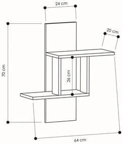 Nástěnná police MILL 70x64 cm antracit