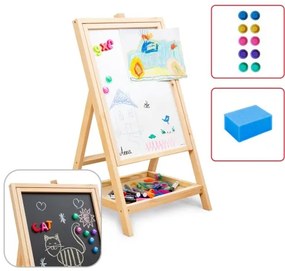 Allboards,Dřevěná, otočná křídová tabule na kreslení pro děti, magnetická, výška 79 cm,KIDS-EASEL02