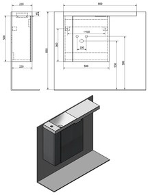 Sapho LATUS VI umyvadlová skříňka 50x50x22cm, levá, bílá (55835) - LT615-3030