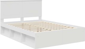 Rám postele s čelo Bílá 160 x 200 cm Masivní borové dřevo 3409327