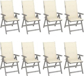 vidaXL Zahradní polohovací židle s poduškami 8 ks akáciové dřevo [3075141] Barva: krémová