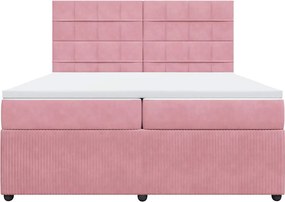 Box spring postel s matrací růžová 200x200 cm samet 3292435
