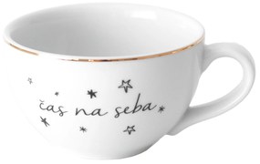 Bella Rose Porcelánový hrnek Čas na seba 300 ml - SK, bílá barva, zlatá barva, porcelán