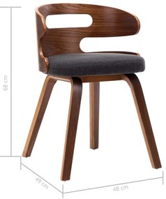Petromila Jídelní židle 6 ks tmavě šedé ohýbané dřevo a textil