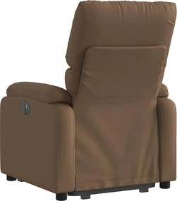 Elektrické zvedací polohovací křeslo hnědé textil 3204852