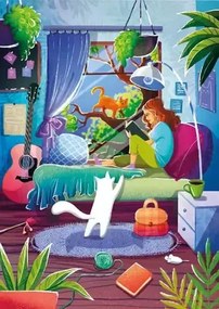 MAGNOLIA Puzzle Dívka a její kočky / 1000 dílků / 48 x 68 cm