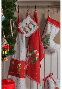 Bílá bavlněná zástěra s louskáčky Happy Little Christmas – 70x85 cm