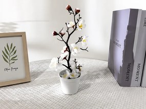umělá květina, bonsai švestkového květu, plast, výška 28 cm, bílá, Dekorino UK20260003
