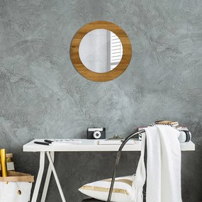 Kulaté dekorativní zrcadlo Rustikální dub fi 50 cm
