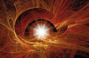 Fototapeta - Zlatá abstraktní Supernova (254x184 cm)