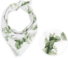 Biante Bavlněný šátek Sandra SA-422 Zelené listy na bílém 100 x 100 cm