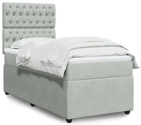 Box spring postel s matrací světle šedá 100x200 cm samet 3294568