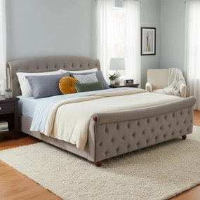 Postel s roštem, 180x200, šedohnědá Taupe Velvet látka, BARETO Kondela 0000402151