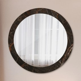 Kulaté zrcadlo tištěný rám Hnědý mramor fi 80 cm