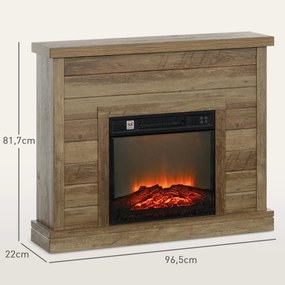 HOMCOM Elektrický krb, 3D plamenový efekt, 3 nastavení, časovač, dálkové ovládání, přírodní dřevo