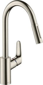 Hansgrohe Focus M41, kuchyňská páková baterie 240 s výsuvnou sprškou, 2jet, vzhled nerezu, HAN-31815800