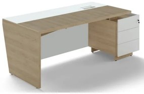 Kancelářský psací stůl TRIVEX s kontejnerem - 200x90 cm - dub pískový/bílá - pravý - 3D5304