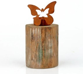 Rustikální svícen na čajovou svíčku motýl 16cm