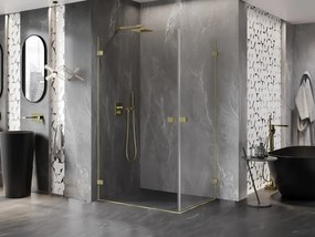 Mexen Lunar-B Duo, výklopný sprchový kout 100 x 80 cm, 8mm čiré sklo, zlatý matný profil, 832-100L-080P-55-00