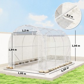 Outsunny Skleník Polytunnel, průchozí skleník s pozinkovaným ocelovým rámem a krytem z PE odolným proti UV záření, průhledný 84H-443V00CR