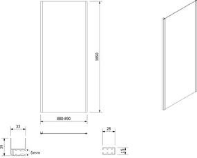 Aqualine Aqualine, AMADEO obdélníková sprchová zástěna 1200x900mm L/P varianta, sklo Brick, BTS120BTP90