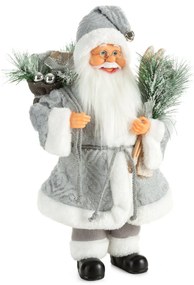 VÁNOČNÍ FIGURKA SANTA 40 CM STŘÍBRNÁ
