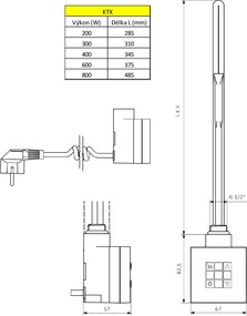 Sapho KTX 300 W KTX-C-300 topná tyč s termostatem chrom
