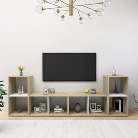 vidaXL TV skříňky 4 ks bílé a dub sonoma 72x35x36,5cm kompozitní dřevo